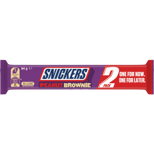 Snickers 2 Pack Peanut Brownie 64g - Stock4Shops
