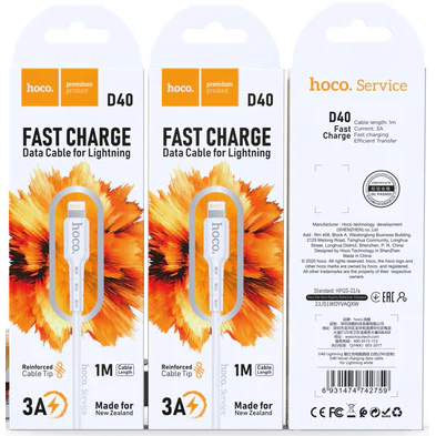 Buy Hoco D40 Fast Charge USB to Lightning Cable x 3pc at Wholesale Price